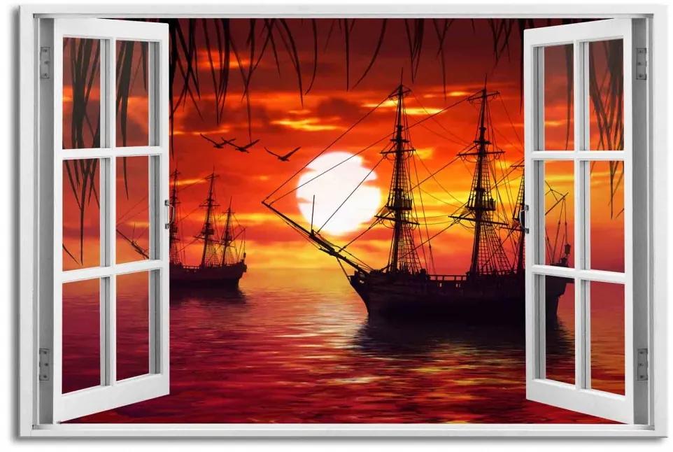 Malvis ® Obraz okno lodě na moři Velikost (šířka x výška): 60x40 cm