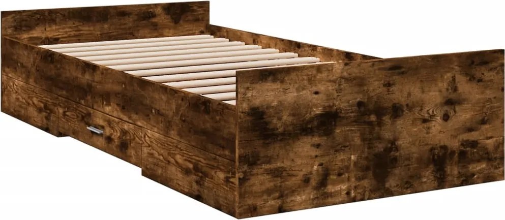 Rám postele se zásuvkami kouřový dub 100 x 200 cm kompozit 3280332