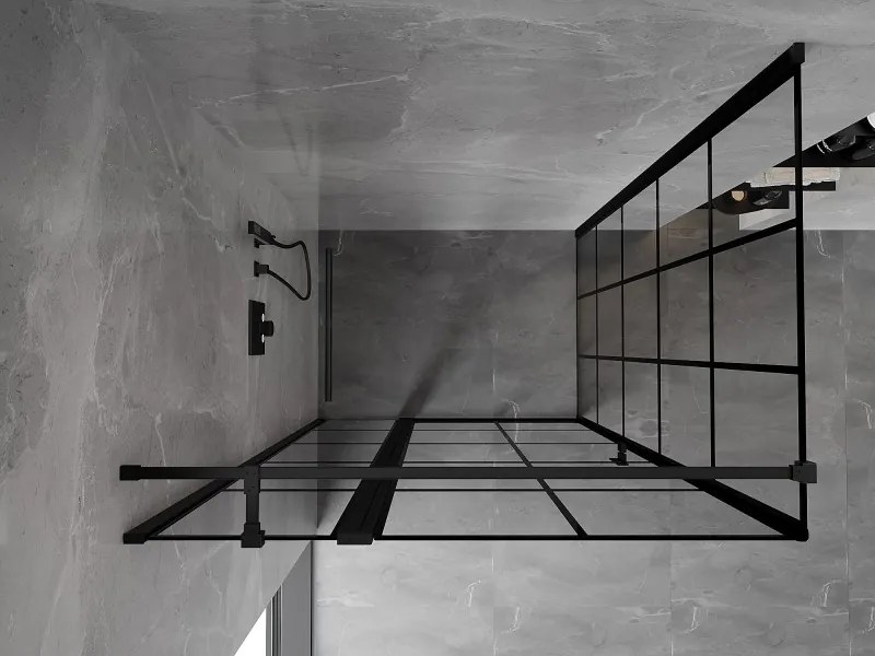 Mexen Mist T, sprchový kout s křídlovými dveřmi, levý, 85 x 95 cm, 8mm čiré sklo, černý profil, 8A4T-085-095-70-77-L