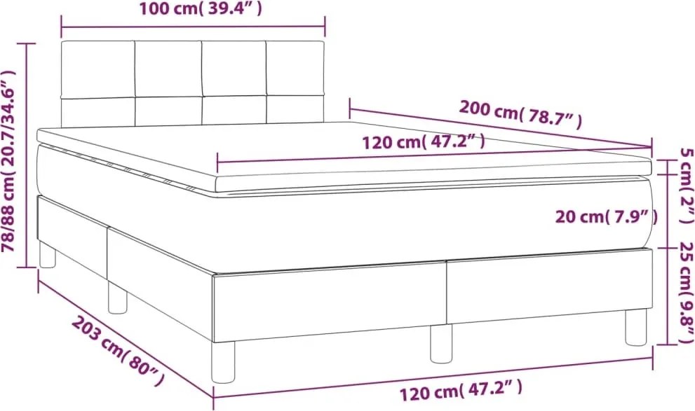 vidaXL Box spring postel s matrací 120x200 cm textil [3140043] Barva: Černá