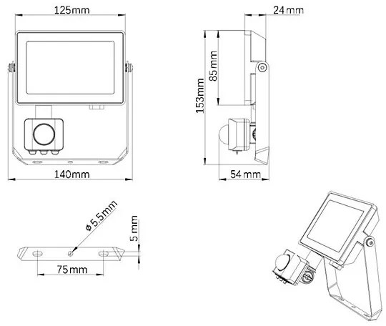 Philips - LED Venkovní reflektor se senzorem PROJECTLINE LED/20W/230V IP65 3000K