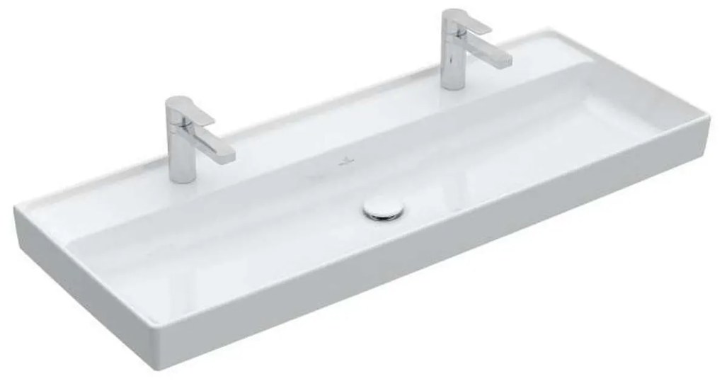 Villeroy & Boch Collaro - Dvojumyvadlo nábytkové 120x47 cm, bez přepadu, 2 otvory pro baterii, CeramicPlus, Stone White 4A33C1RW
