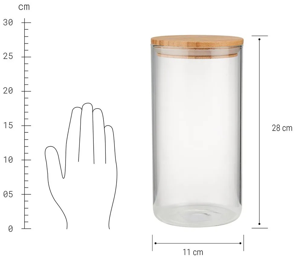 WOODLOCK Skleněná dóza 2300 ml - čirá/přírodní