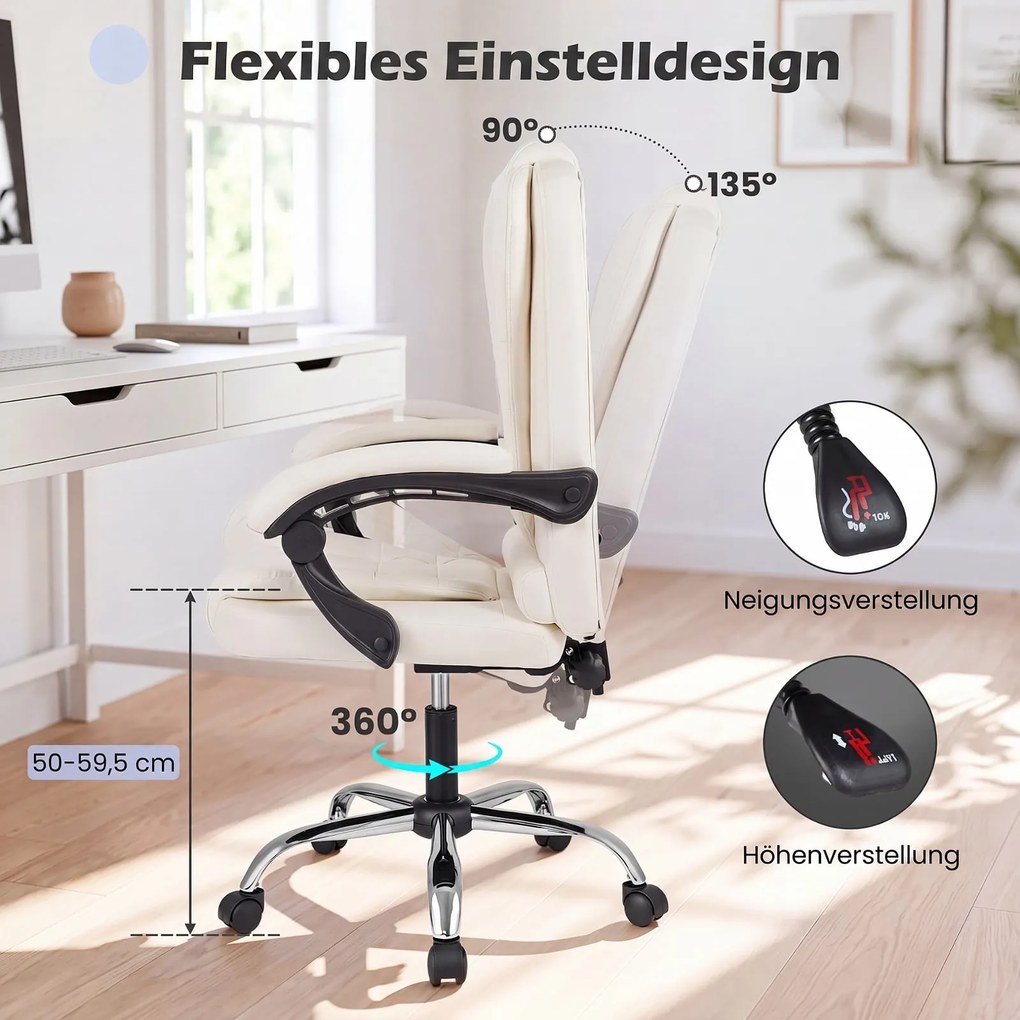 Costway Ergonomická manažerská židle s kolečky, nastavitelnou výškou sedáku