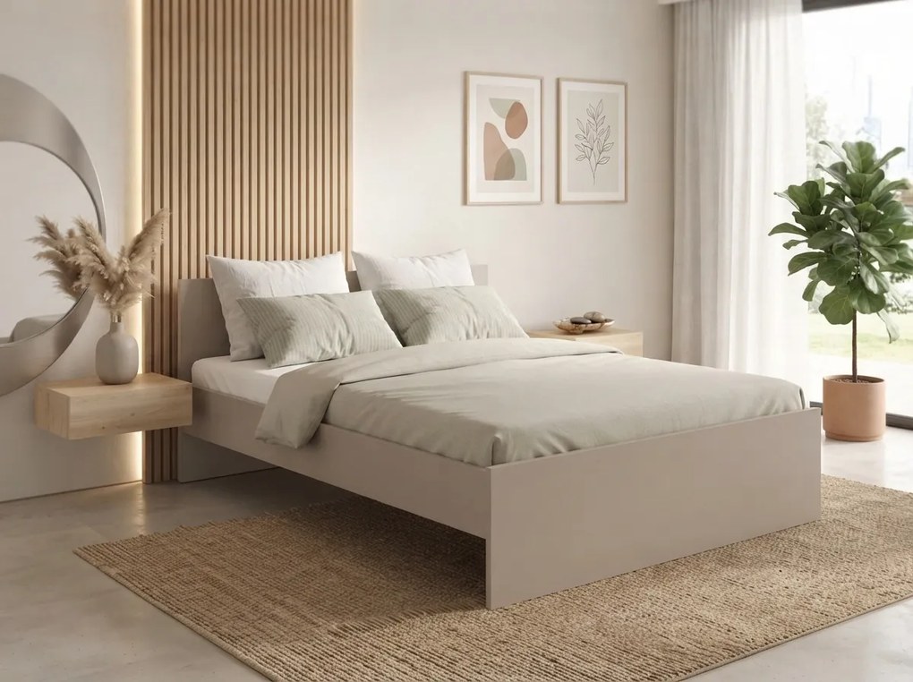 Postel ELISA 120 x 200 cm, kašmírově béžová Rošt: S lamelovým roštem, Matrace: Matrace Sommera 18 cm