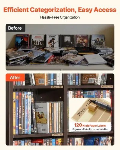 Úložná skříňka na média, 8patrový organizér na DVD VEVOR – 559 × 222 × 1295 mm