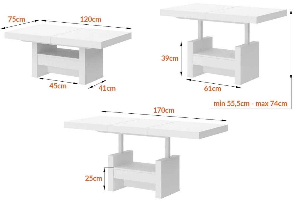 Konferenční stolek AVERSA LUX (černá mat/bílá lesk)