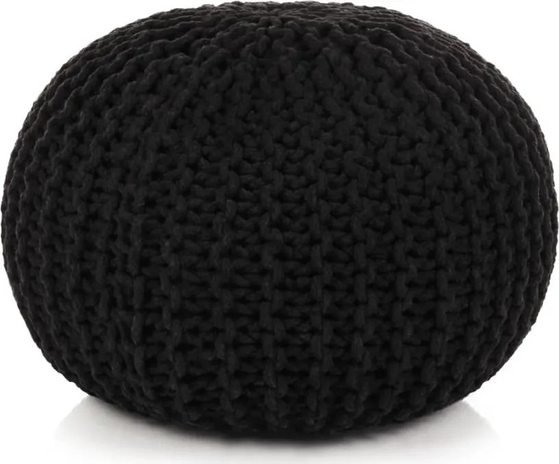 vidaXL Ručně pletený bavlněný taburet 50 x 35 cm [245075] Barva: Černá