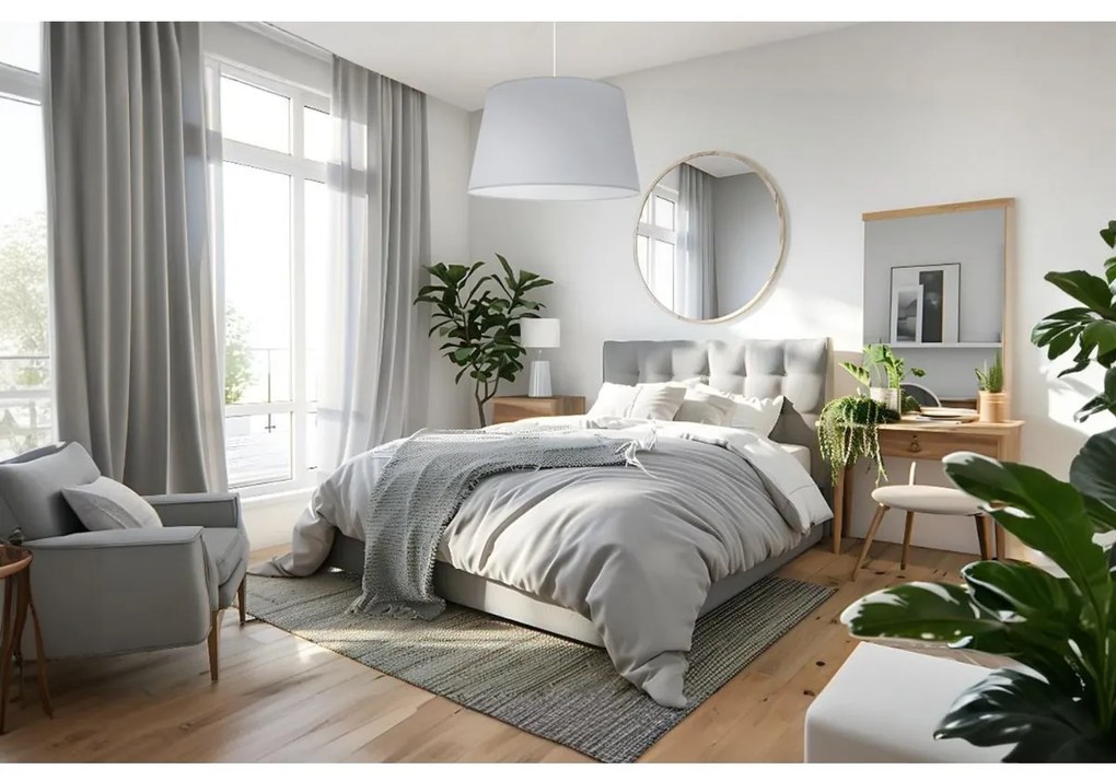 Závěsné svítidlo Gaja, 1x světle šedé textilní stínítko, (fi 44cm), w