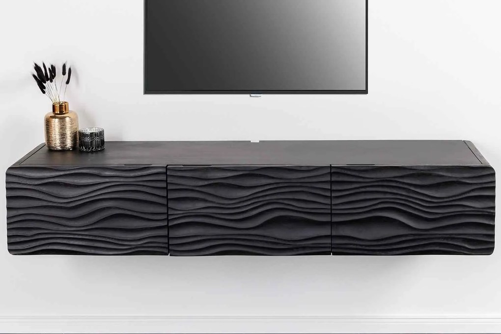 Designový závěsný TV stolek Gavrilla 160 cm černé mango