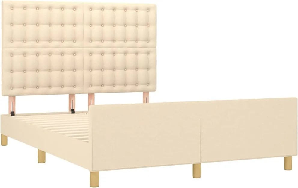 Rám postele bez matrace krémový 140 x 190 cm textil 3125378