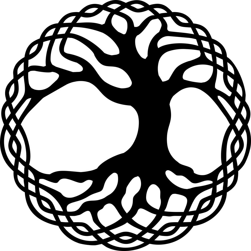 Dřevěná dekorace - Posvátný strom života na stěnu od 2opice.cz Materiál: DUB SONOMA, Velikost (mm): 480 x 480