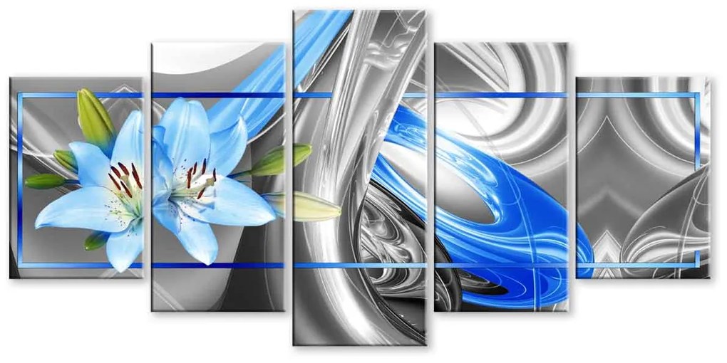 Abstraktní obraz lilie Blue Velikost (šířka x výška): 200x100 cm