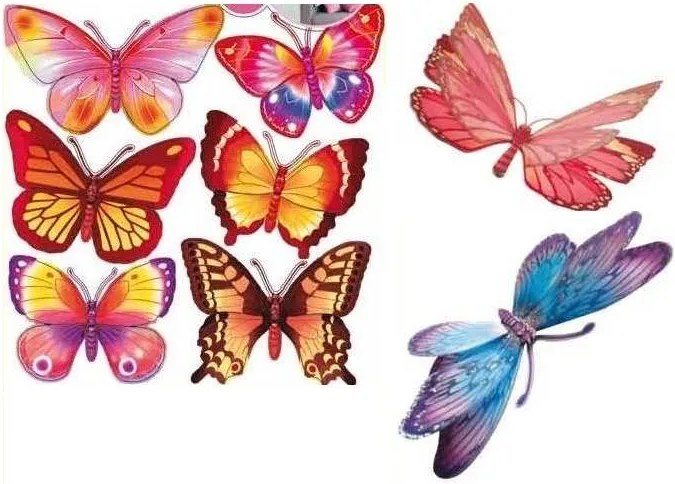 Samolepící pokojová dekorace Motýli barevní s hologramem