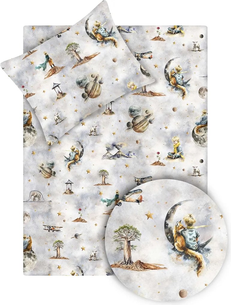 Perkálové bavlněné povlečení do postýlky Zasněný Malý princ Velikost: 100 x 135 + 45 x 65