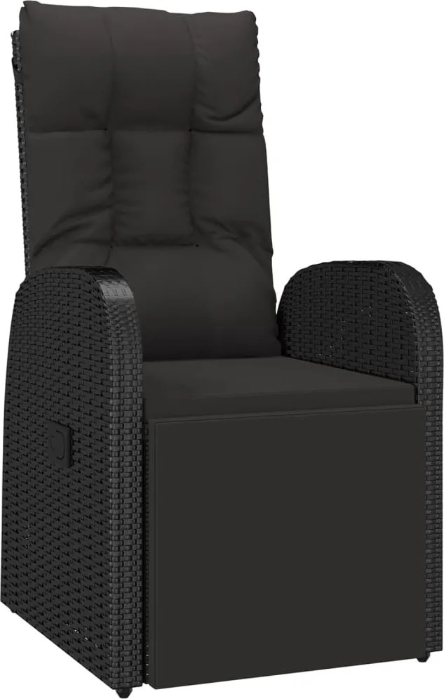 5dílný zahradní jídelní set s poduškami černý polyratan 3157599