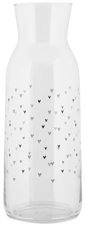 Skleněná karafa na vodu se záplavou srdíček – 1000 ml