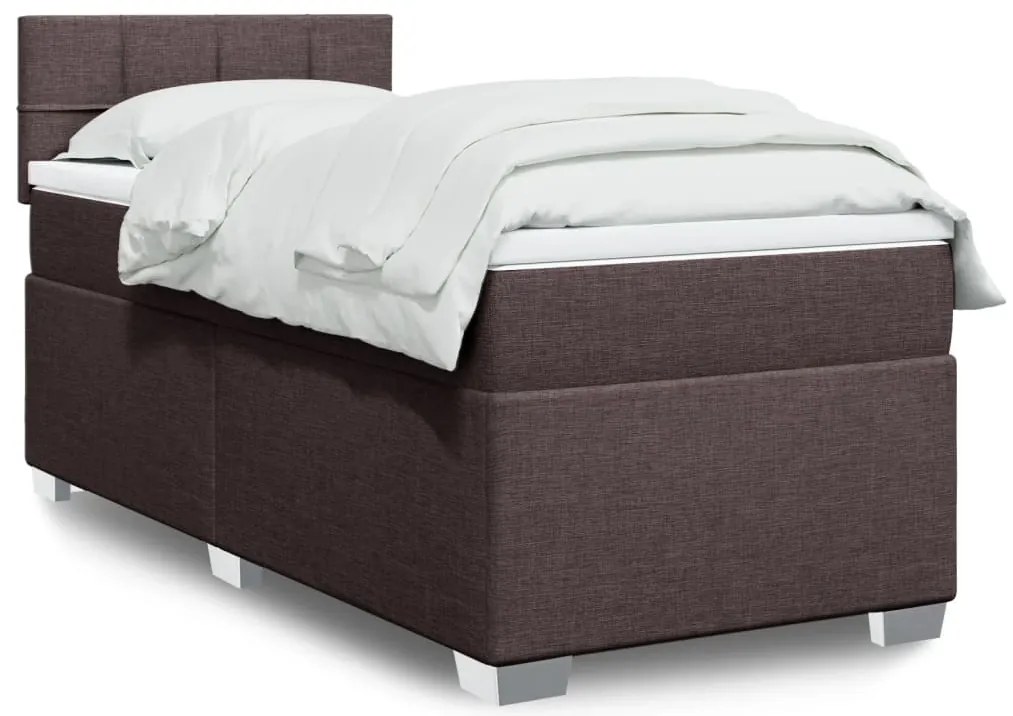 Box spring postel s matrací tmavě hnědá 90x200 cm textil