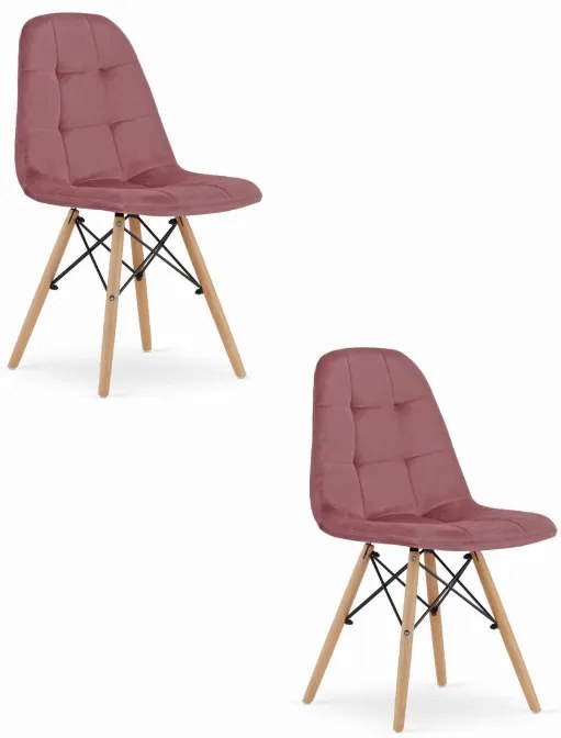 Set dvou jídelních židlí DUMO sametové růžové (2ks)