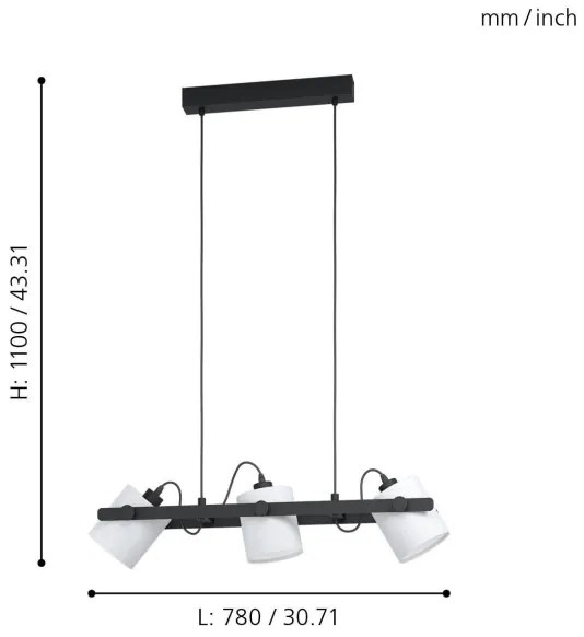 Eglo 43426 - Lustr na lanku HORNWOOD 1 3xE27/28W/230V