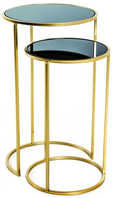Mørtens furniture Odkládací stolek Fairy (SADA 2 ks), 60 cm, zlatá / černá