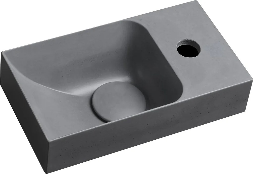 Sapho Sapho, PICCOLINO betonové umyvadlo 30,8x17cm, baterie vpravo, šedá, PK30517