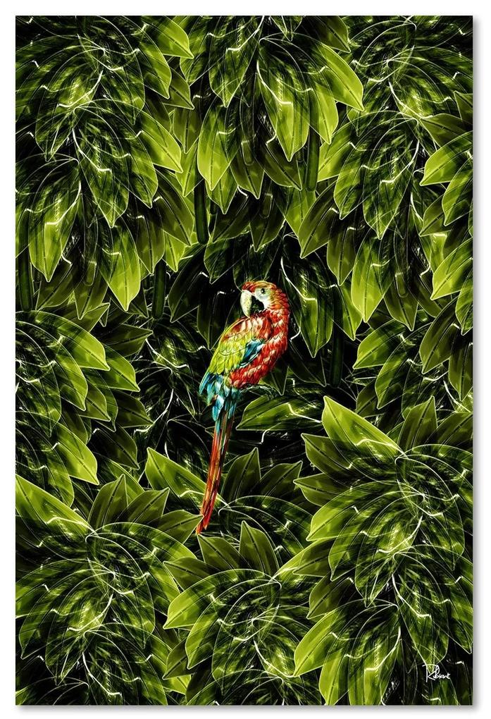 Gario Obraz na plátně Papoušek v listí - Rubiant Rozměry: 40 x 60 cm