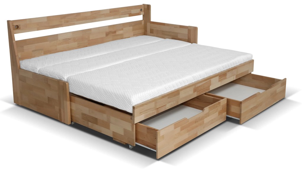 Rozkládací postel Kvadro B Zvolte možnost matrace: Bez matrace, Zvolte stranu sed. soupravy: Levá strana, Barva dřeva: Lakované