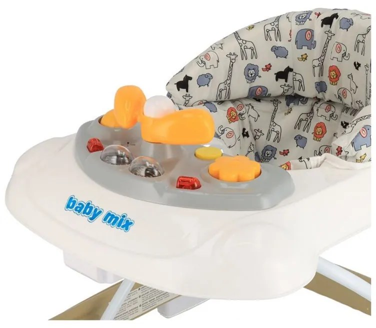 Dětské chodítko Baby Mix s volantem a silikonovými kolečky cappucino
