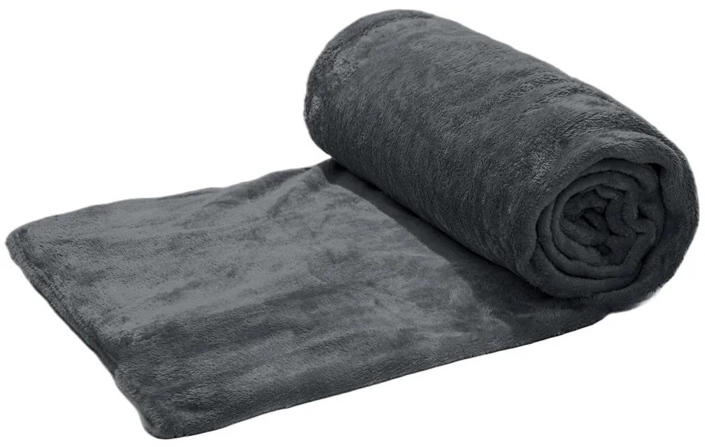 Tmavě šedá mikroplyšová deka VIOLET, 170x200 cm