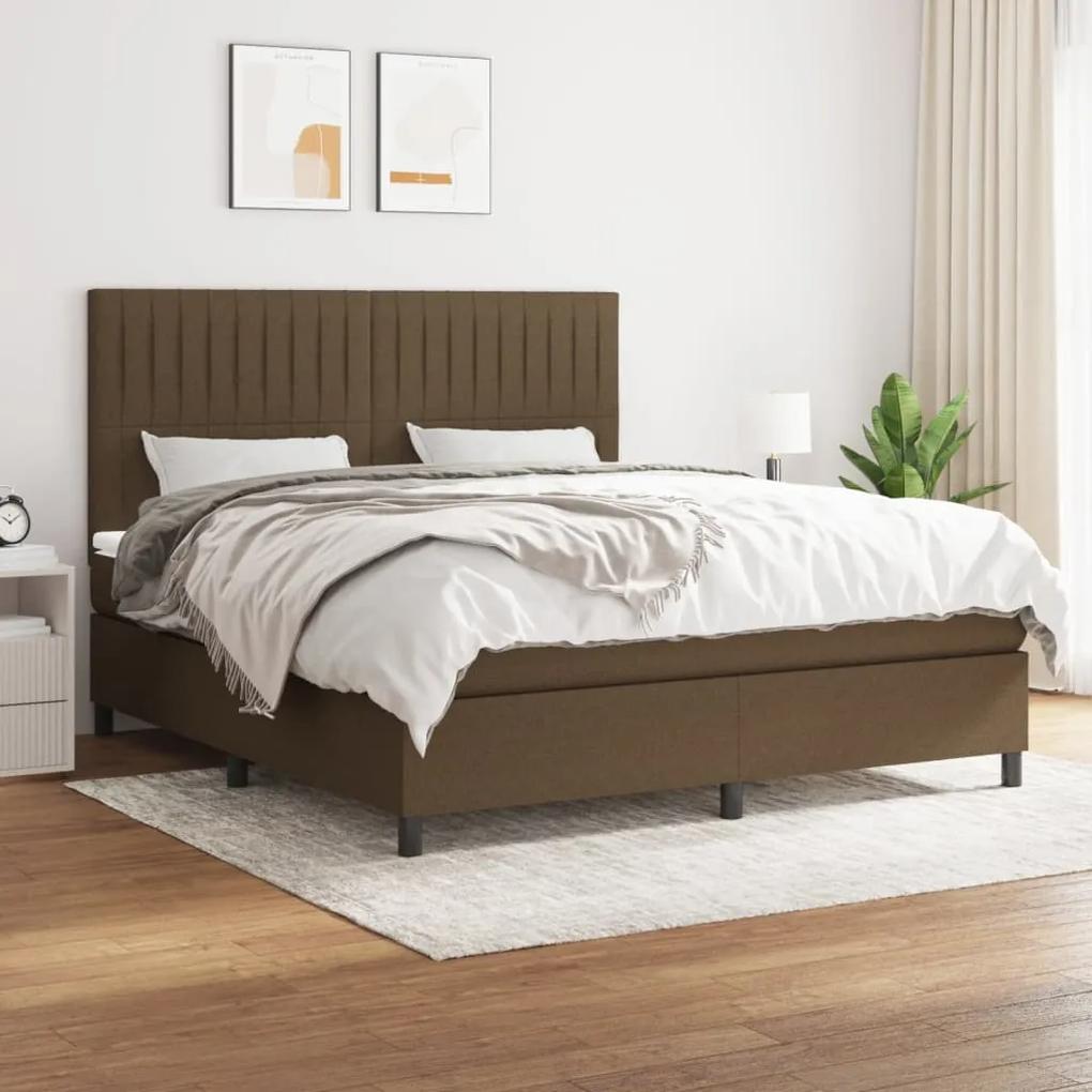 Box spring postel s matrací tmavě hnědá 180x200 cm textil,  3141956
