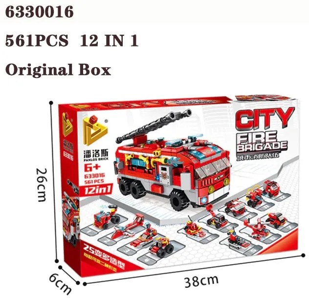 Stavebnice auta, 12 v 1 Balení: s krabicí, Varianta: Hasiči, 561 dílků