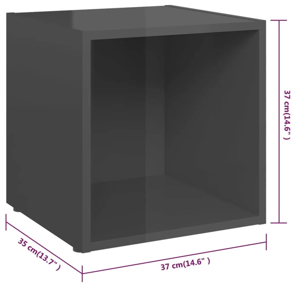vidaXL Marketos 8dílný set TV skříněk šedý s vysokým leskem kompozitní dřevo