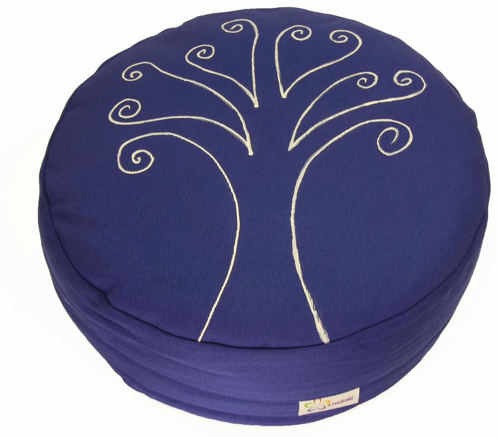 S radostí - vlastní výroba Meditační polštář strom života - modrý Velikost: ∅40 x v30 cm