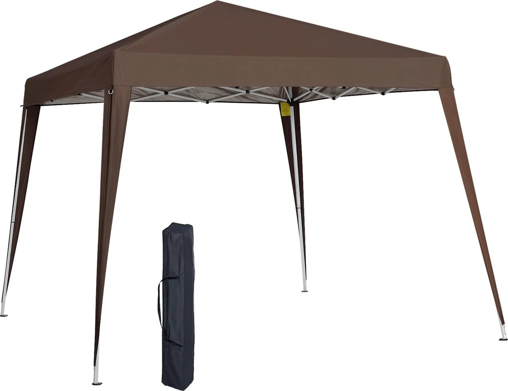 Outsunny 3x3m Zahradní Altán Skládací Stan Pop-up Ocelový Voděodolný Polyester Anti-UV s Hnědým Nosičem | Aosom