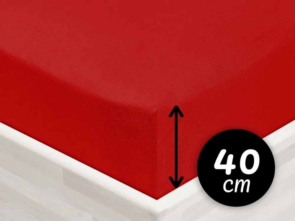 Jersey napínací prostěradlo na extra vysokou matraci JR-007 Sytě červené 160 x 200 - výška 40 cm