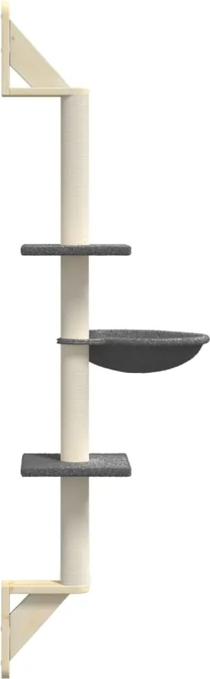 Nástěnné škrabadlo pro kočky se sloupkem tmavě šedé 142,5 cm 172397