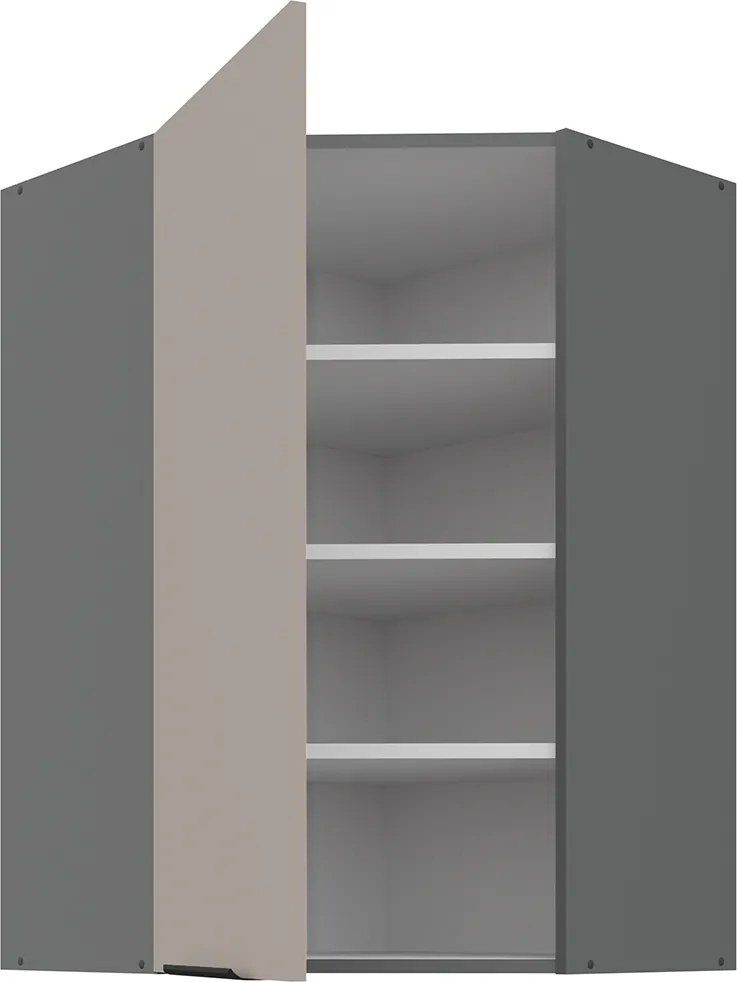 ARIA ta | horní kuchyňská skříňka 60x60 GN-90 1F (45°) rohová s policemi | 60x60 cm | VYSOKÁ | antracit/béžová