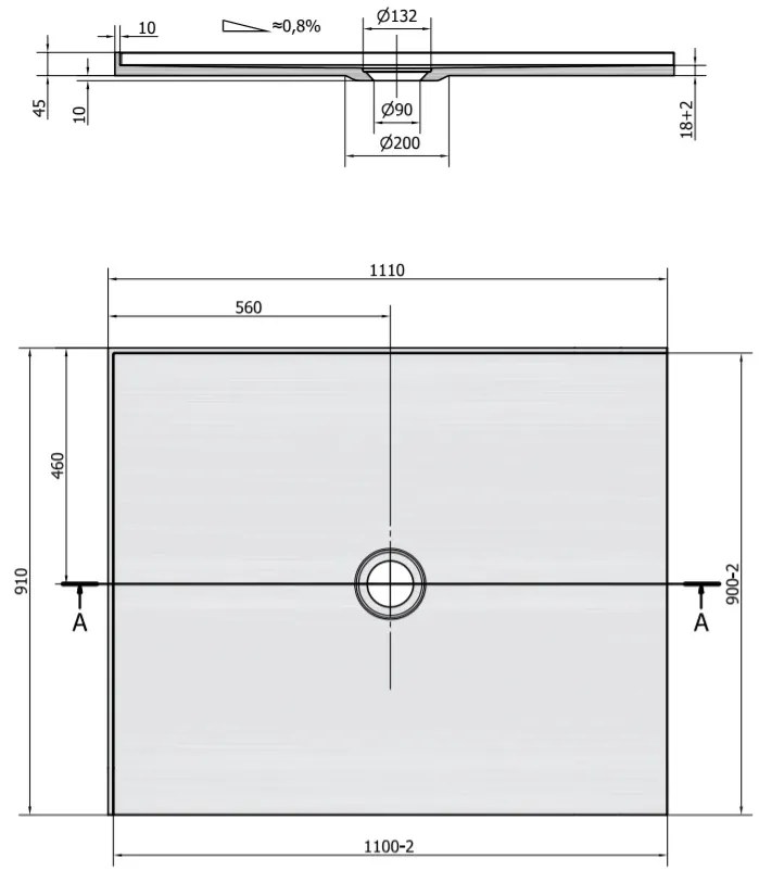 Polysan MIRAI sprchová vanička z litého mramoru, obdélník 110x90x1,8 cm, levá, bílá, 73175