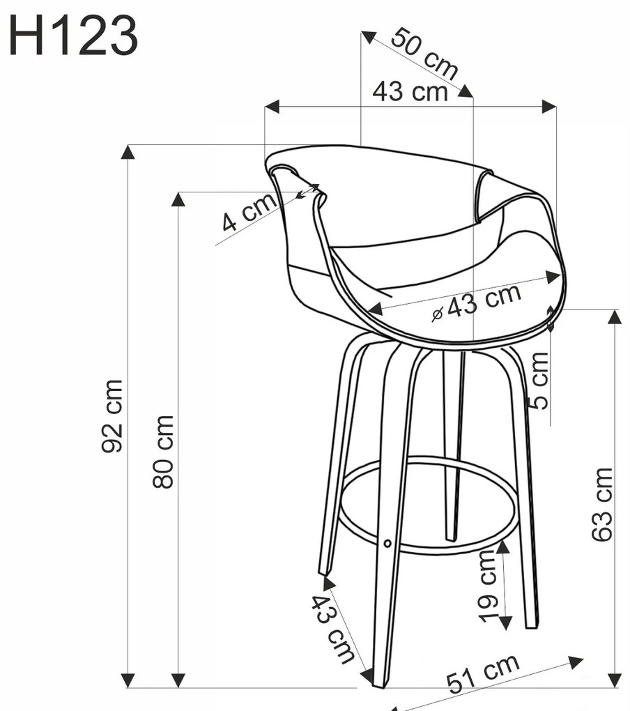 Barová židle VM123 černá / ořech