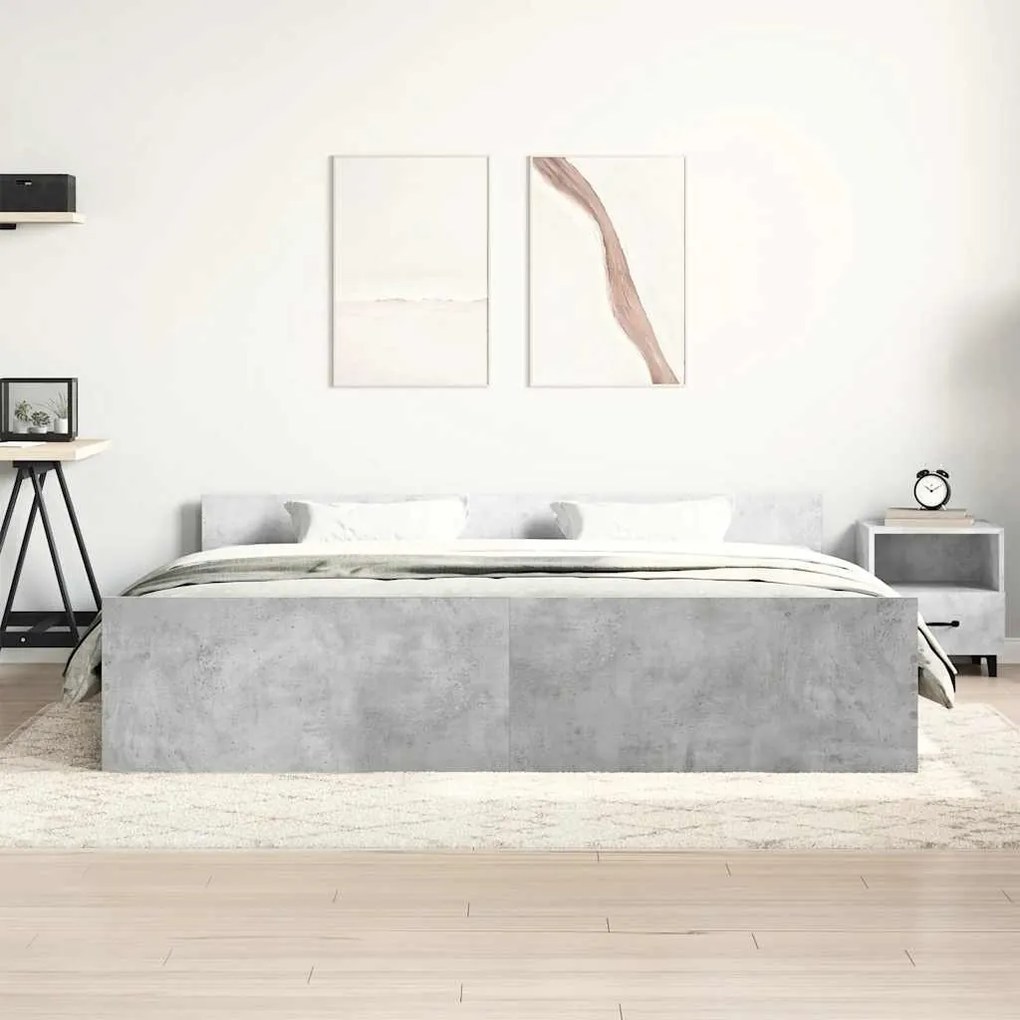 Rám postele s hlavovým a nožním čelem betonově šedý 180x200 cm 3203771