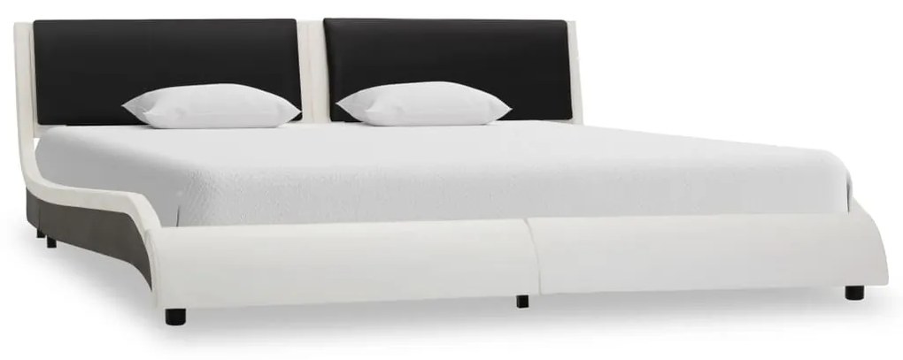 280356 vidaXL Rám postele bíločerný umělá kůže 180 x 200 cm