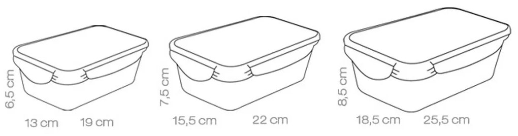 TESCOMA Dóza FRESHBOX 3 ks, 1,0 - 1,5 - 2,5 l, obdélníková