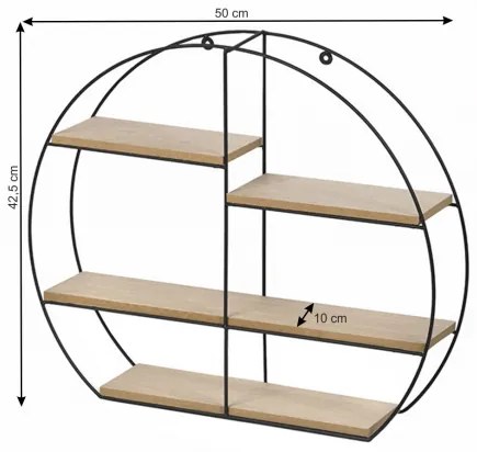 Polička DESIO TYP 2, přírodní/černá
