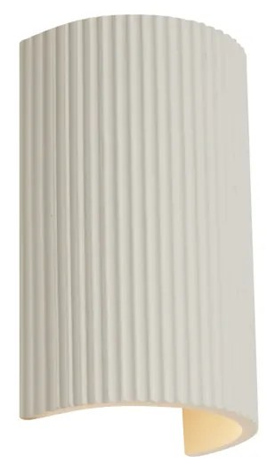 Skandinávská nástěnná lampa béžová půlkruhová 2-světla - Plaster