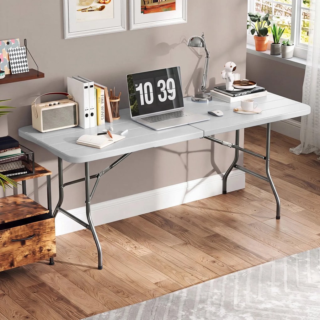 Costway Zahradní stůl s HDPE stolní deskou a rukojetí, skládací