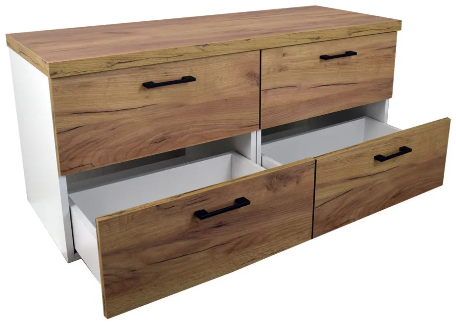 Comodo Koupelnová skříňka pod deskové umyvadlo Agria NEW W 120-HD - bílá/zlatý dub