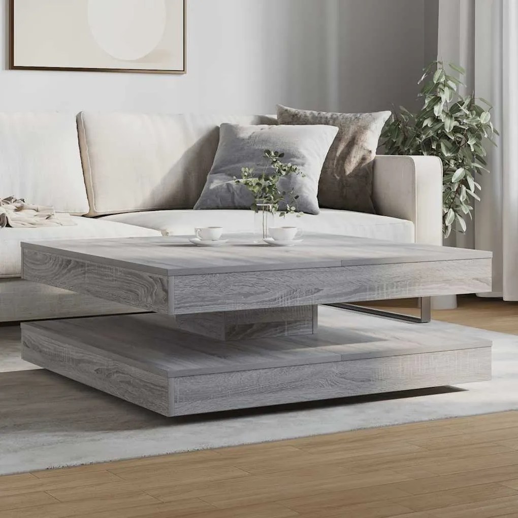 Konferenční stolek otočný o 360º šedý sonoma 90x90x34,5 cm 3321356