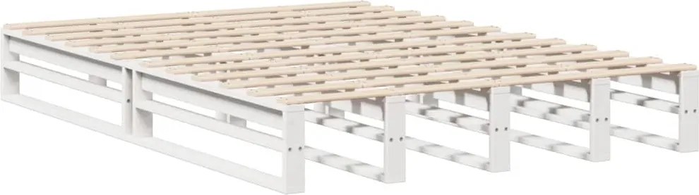 Postel s knihovnou bez matrace bílá 135 x 190 cm masivní dřevo 3323894