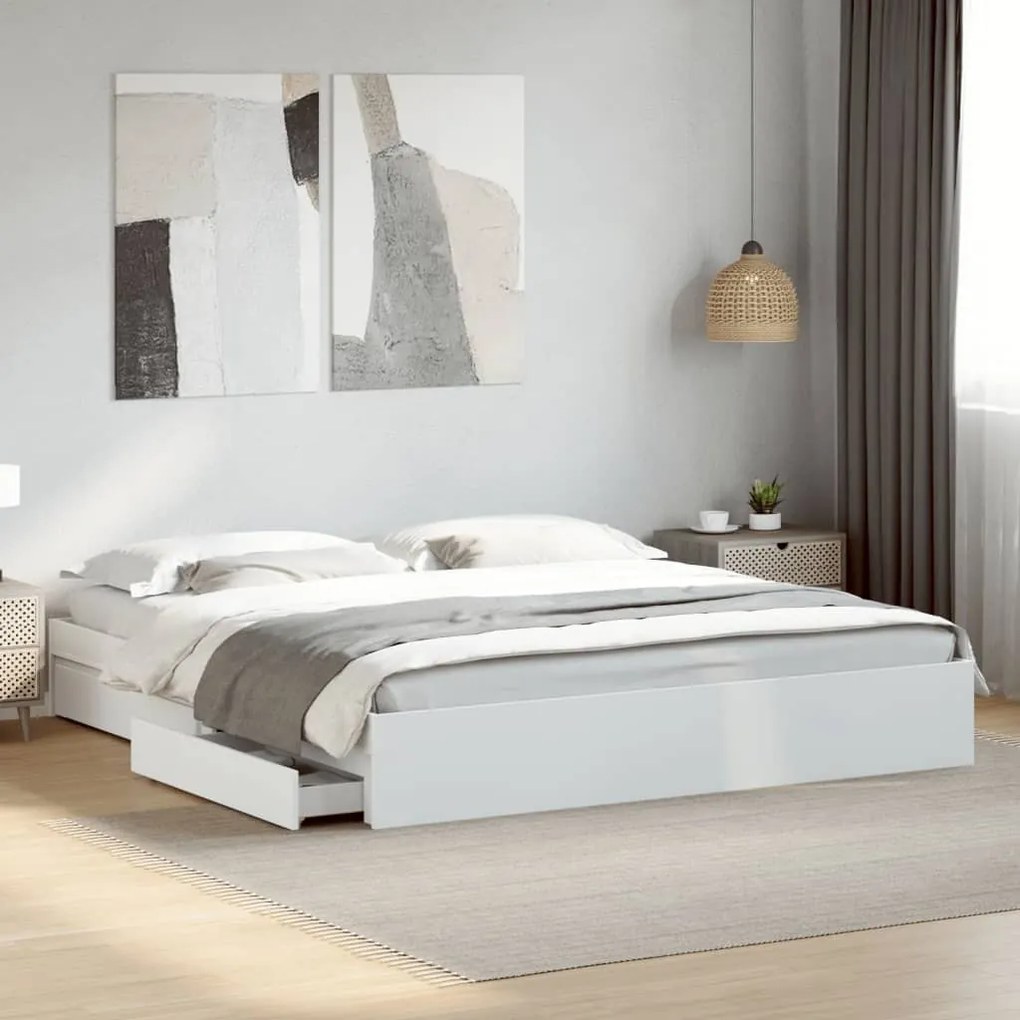 Rám postele se zásuvkami bílý 180 x 200 cm kompozitní dřevo 3280636